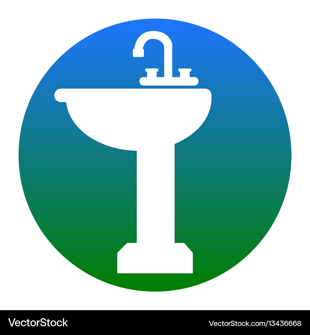 Bathroom sink sign white icon in bluish Royalty Free Vector