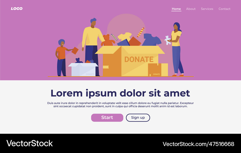 Family collecting donations Royalty Free Vector Image
