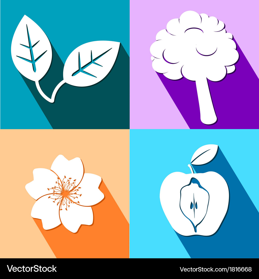 Four colorful icons with nature elements Vector Image