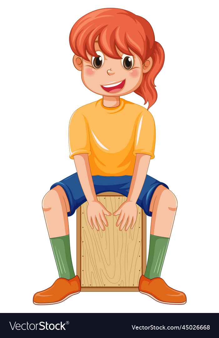 Girl playing cajon drum Royalty Free Vector Image Girl playing cajon drum Royalty Free Vector Image