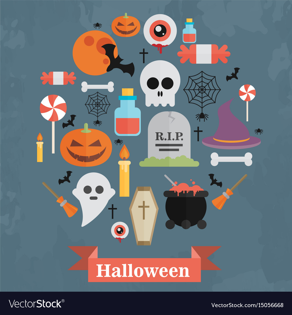Halloween concept flat icons arrange Royalty Free Vector Halloween concept flat icons arrange Royalty Free Vector