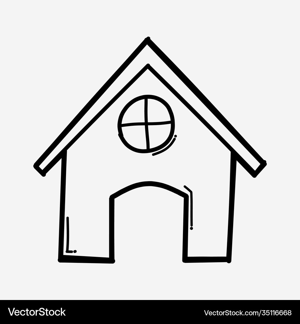 House building doodle icon drawing sketch hand Vector Image