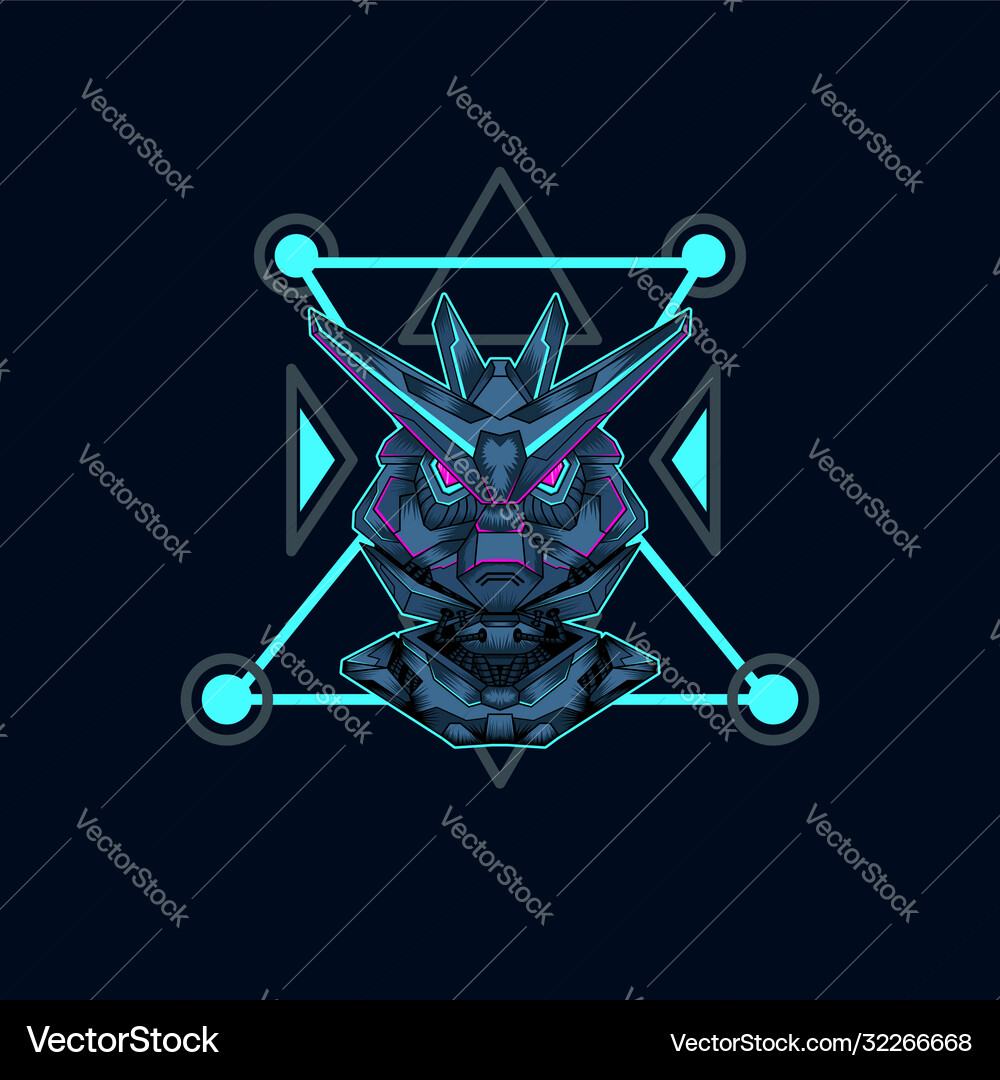 Mecha with sacred geometry background graphic Vector Image