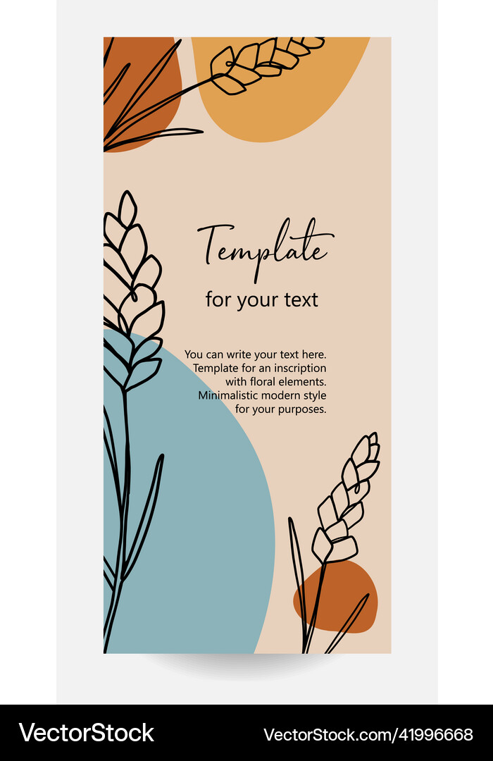 Minimalist invitation card template design floral Vector Image