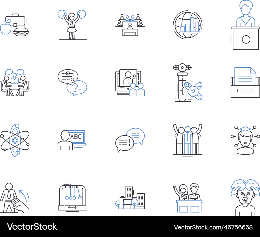 Professional education outline icons collection Vector Image