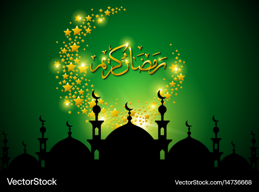 Ramadan kareem greeting card with half moon Vector Image