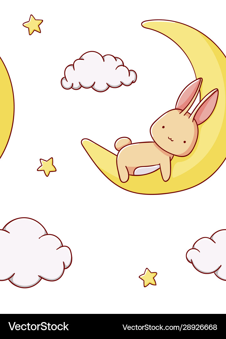Seamless pattern cute bunny in moon stars Vector Image