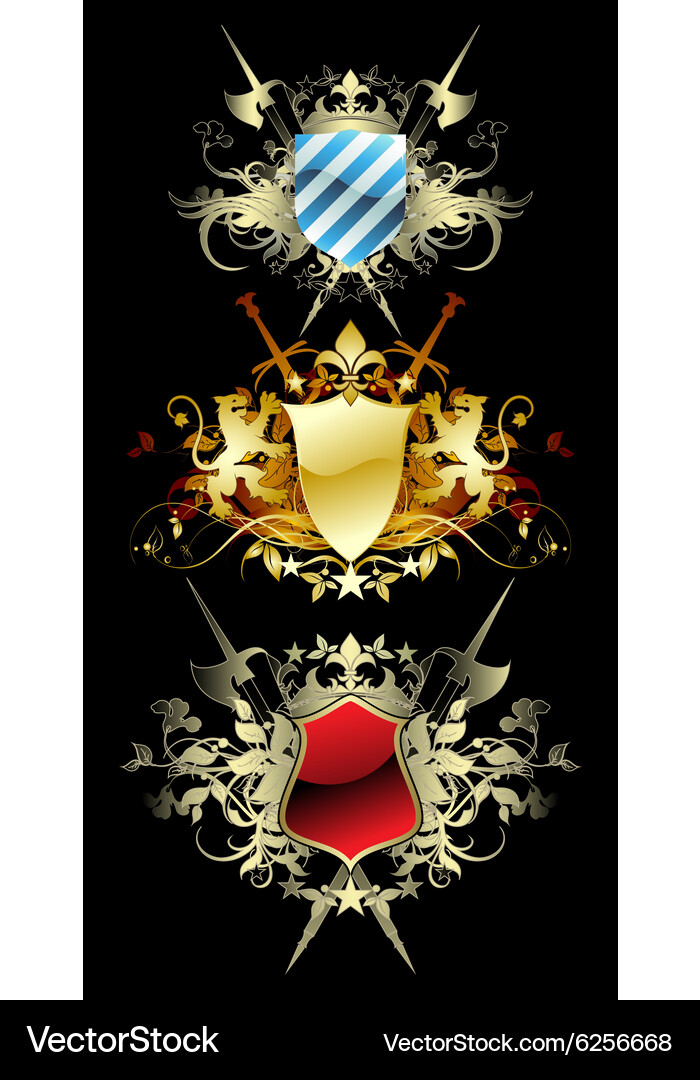 Set of ornamental shields Royalty Free Vector Image