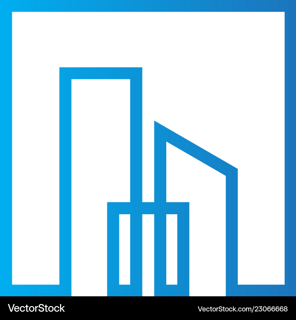 Square line building business logo Royalty Free Vector Image