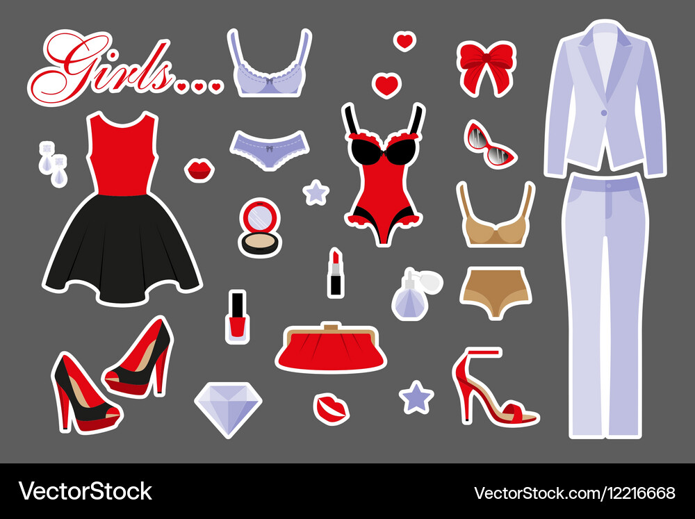 Woman clothing set Royalty Free Vector Image - VectorStock
