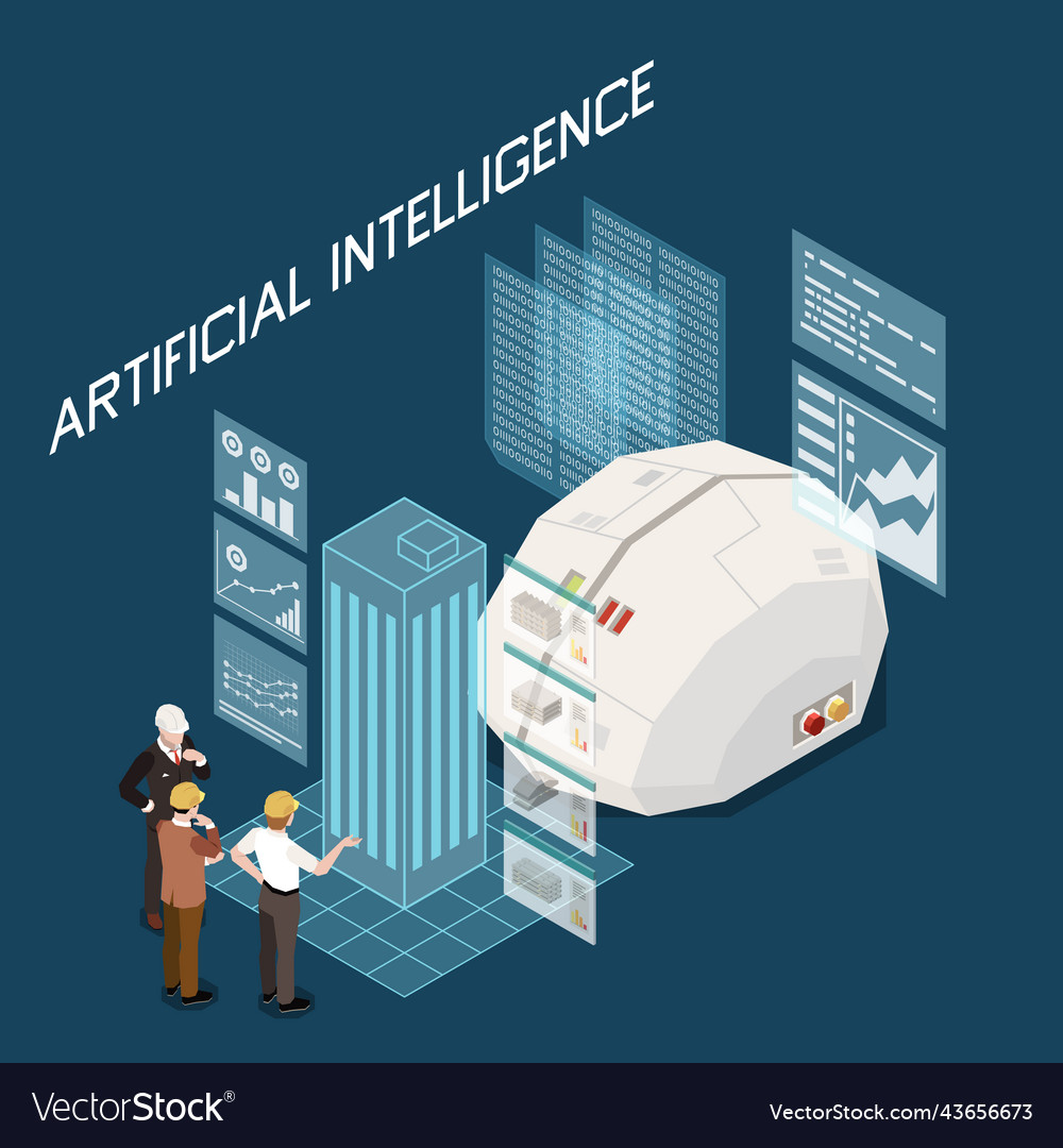 Artificial intelligence isometric background Vector Image
