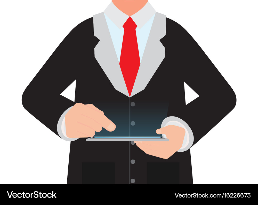 Business man holding a digital tablet Royalty Free Vector