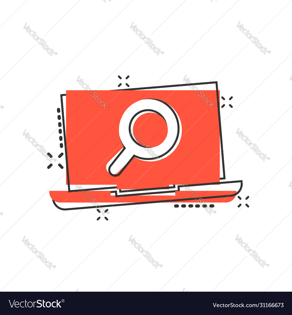 Computer search icon in comic style laptop Vector Image