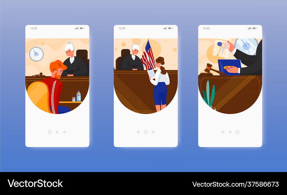 Court session law and justice judgment mobile Vector Image