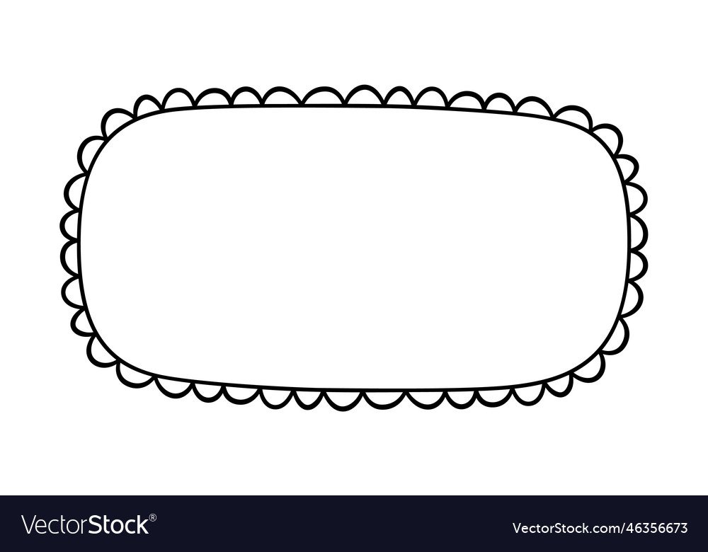 Doodle circle oval scalloped frame hand drawn Vector Image