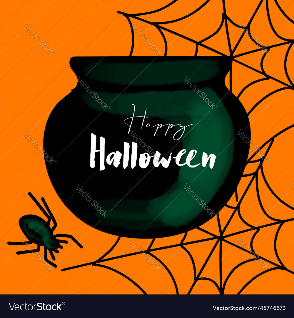 Happy halloween with magic pot Royalty Free Vector Image