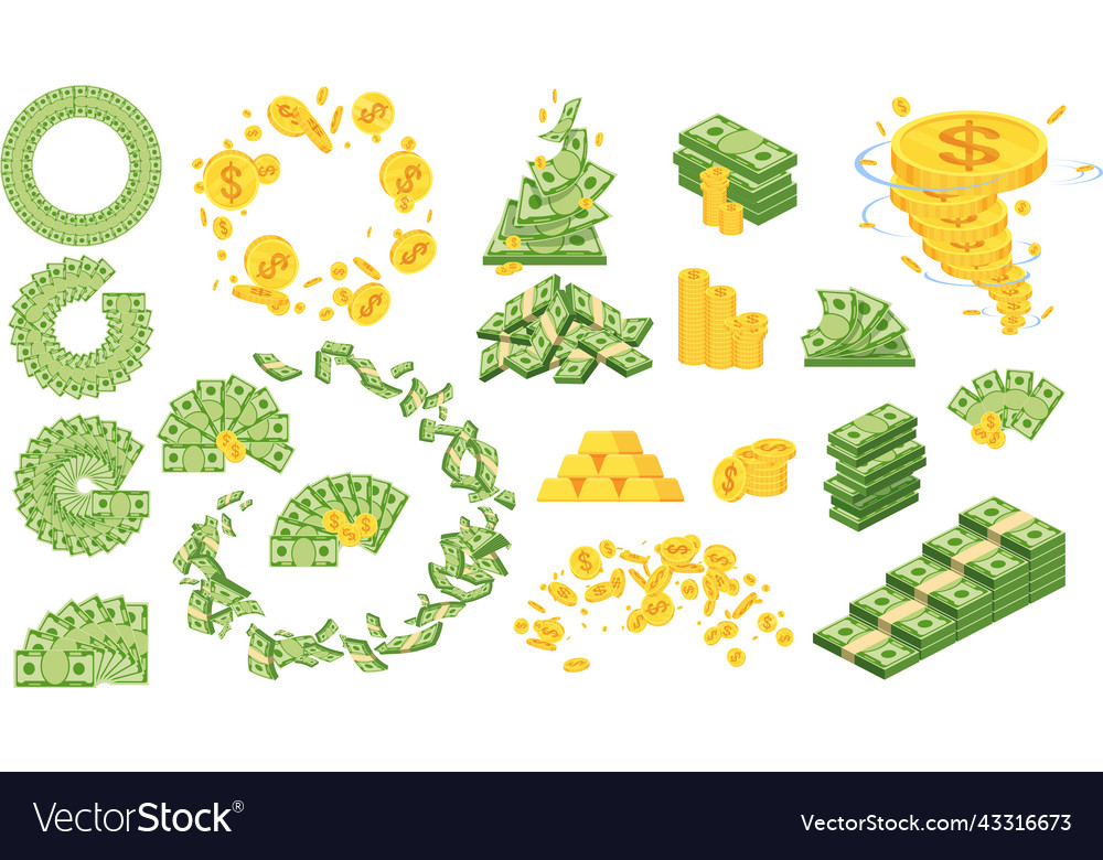 Huge packs of paper money bundle with cash bills Vector Image