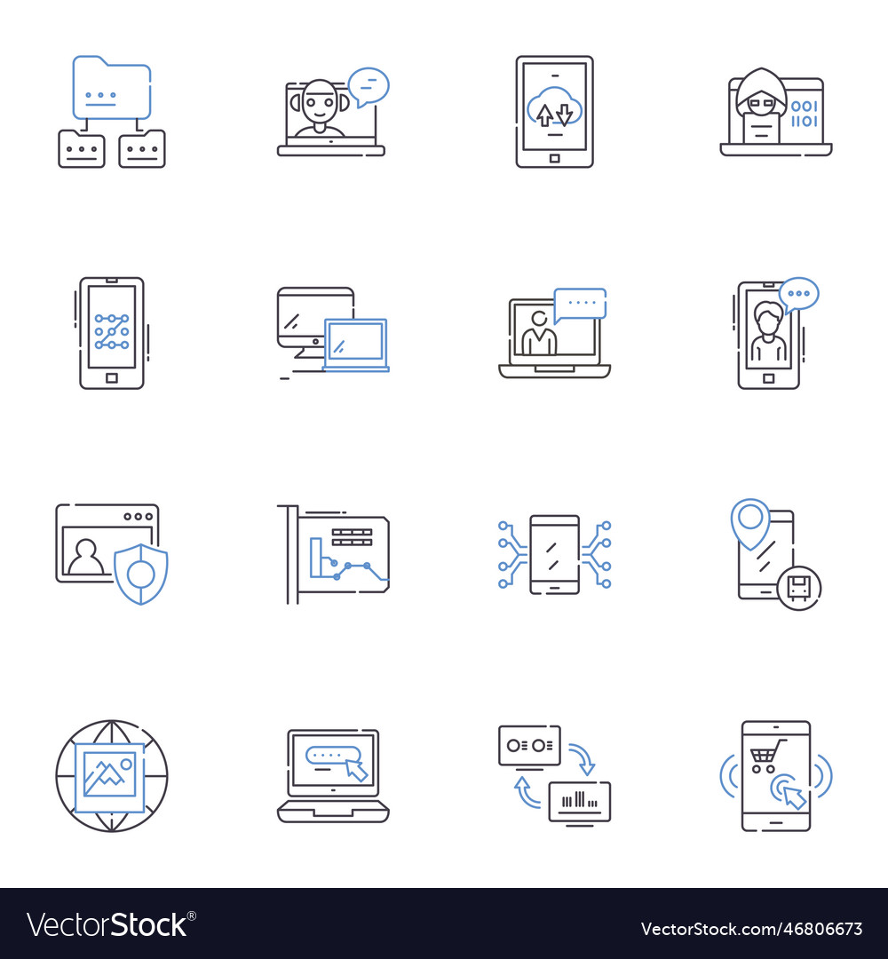 Mobile applications line icons collection design Vector Image Mobile applications line icons collection design Vector Image