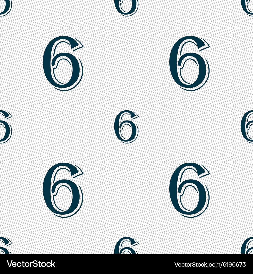 Number six icon sign seamless abstract background Vector Image