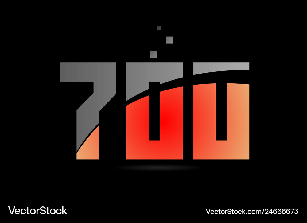 Orange grey on black background number 700 Vector Image