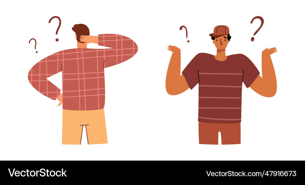 Puzzled man with question mark above head Vector Image