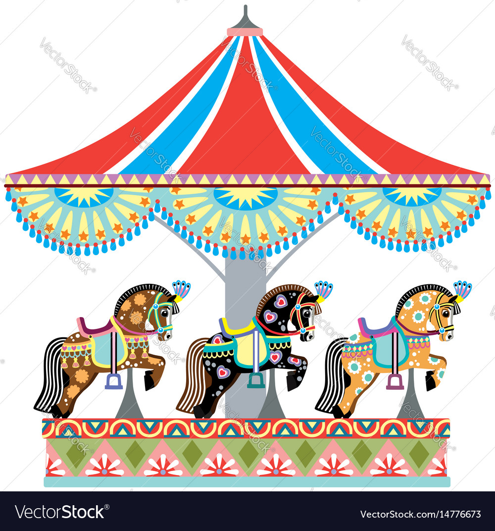 Roundabout horse carousel Royalty Free Vector Image Roundabout horse carousel Royalty Free Vector Image