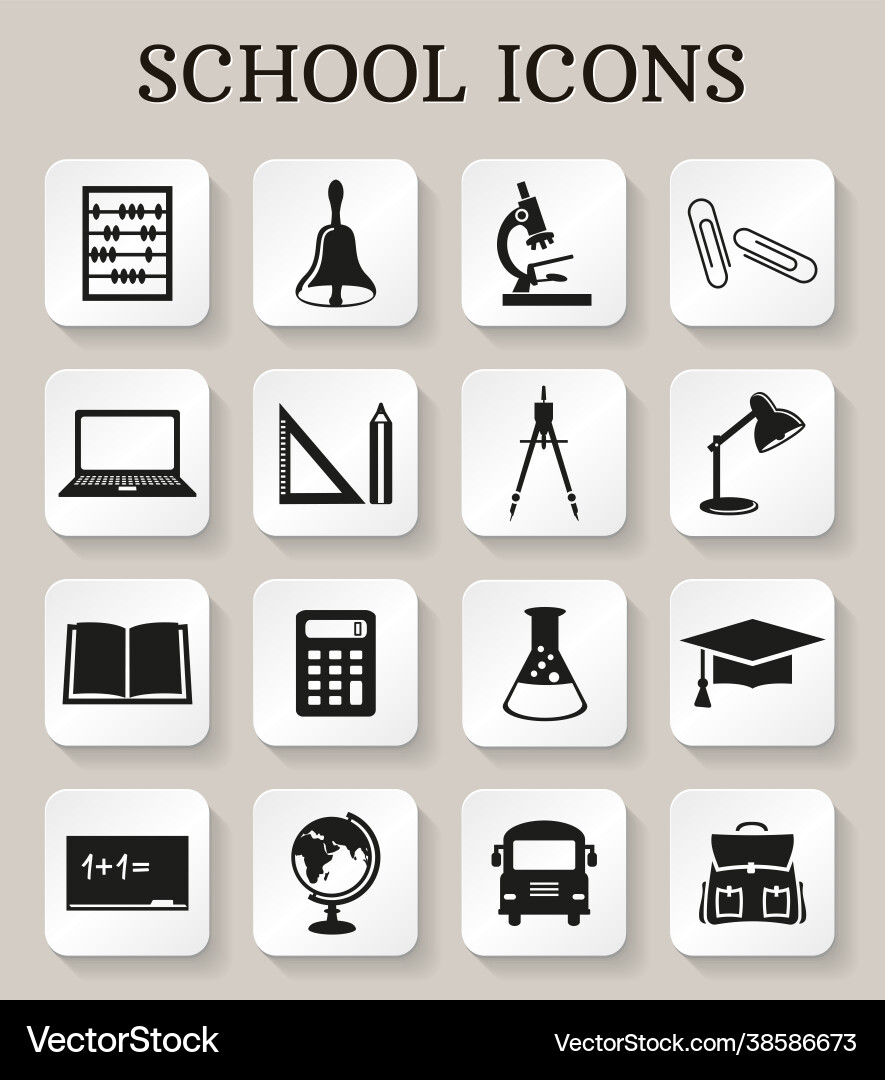 School and education icons set Royalty Free Vector Image