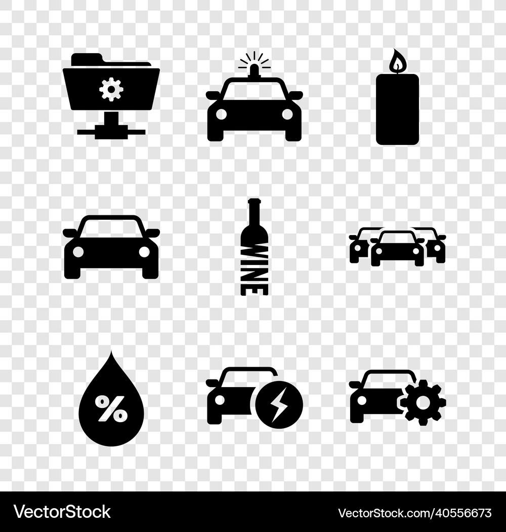 Set ftp settings folder police car and flasher Vector Image