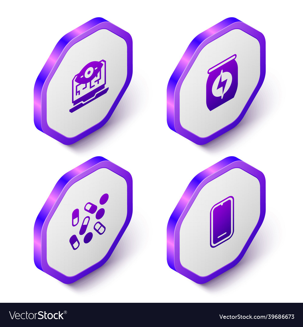Set isometric computer vision energy drink Vector Image Set isometric computer vision energy drink Vector Image