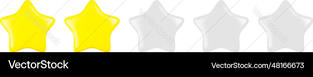 Two star rating active bright yellow stars Vector Image