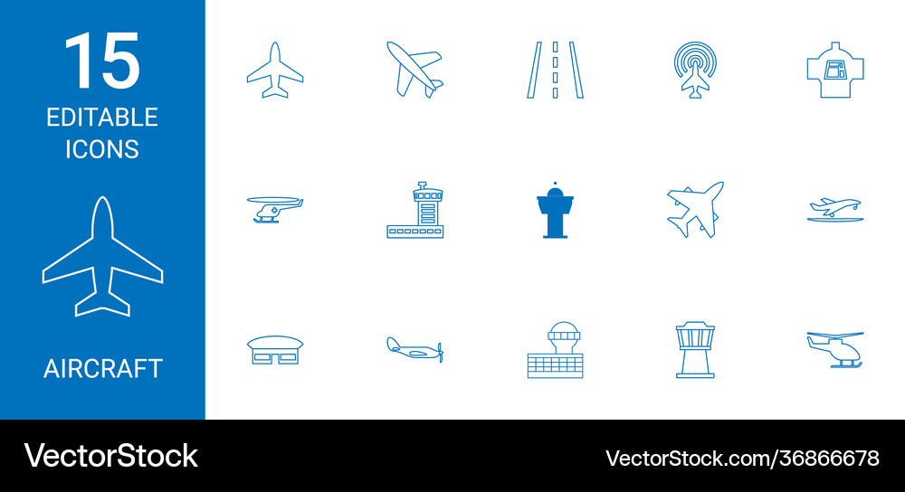 15 aircraft icons Royalty Free Vector Image - VectorStock