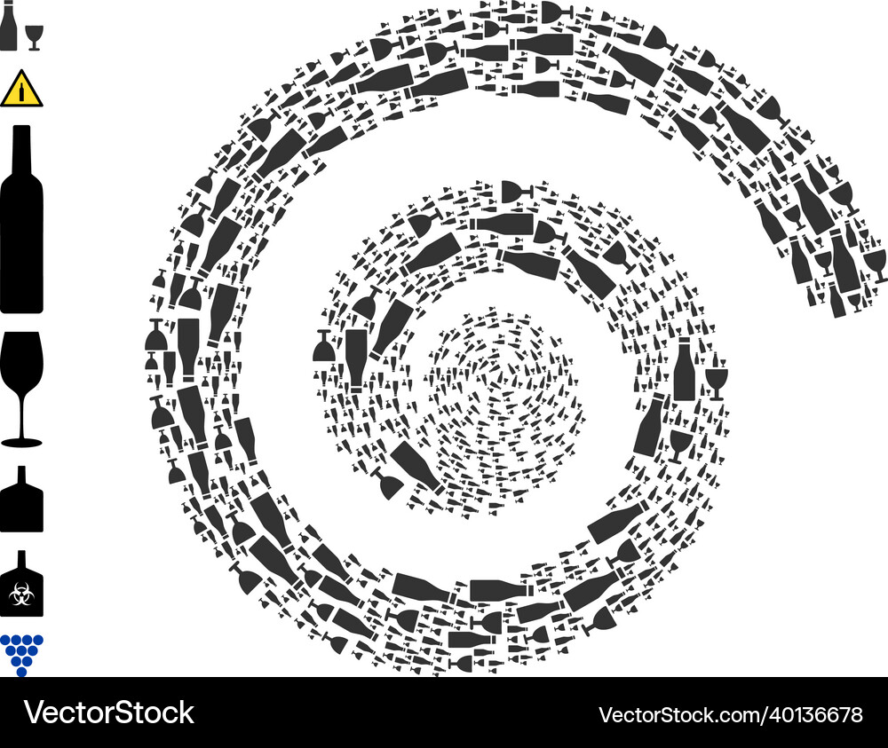 Alcohol drinks icon spiral swirl collage Vector Image