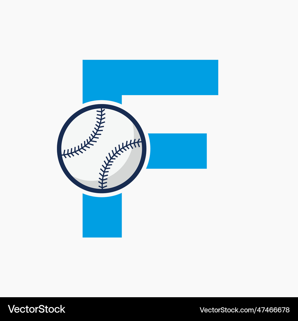 Baseball logo on letter f template Royalty Free Vector Image