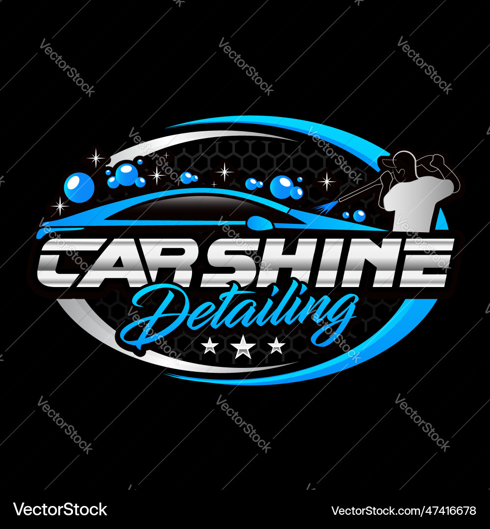 Car shining man washing logo design Royalty Free Vector