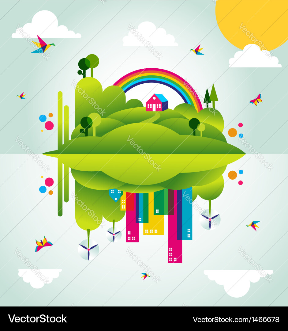 Happy green city spring time concept Royalty Free Vector