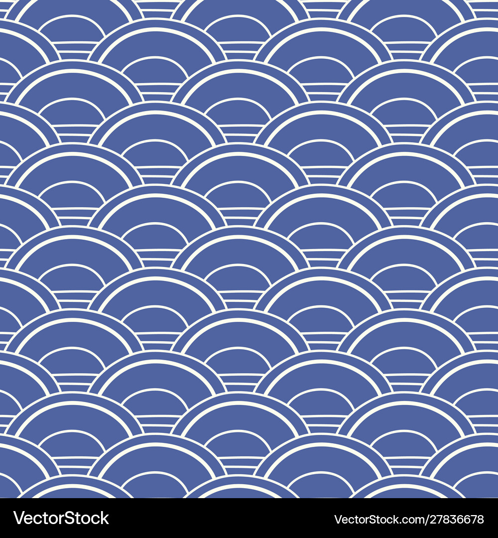 Japanese chinese asian blue wave seamless pattern Vector Image
