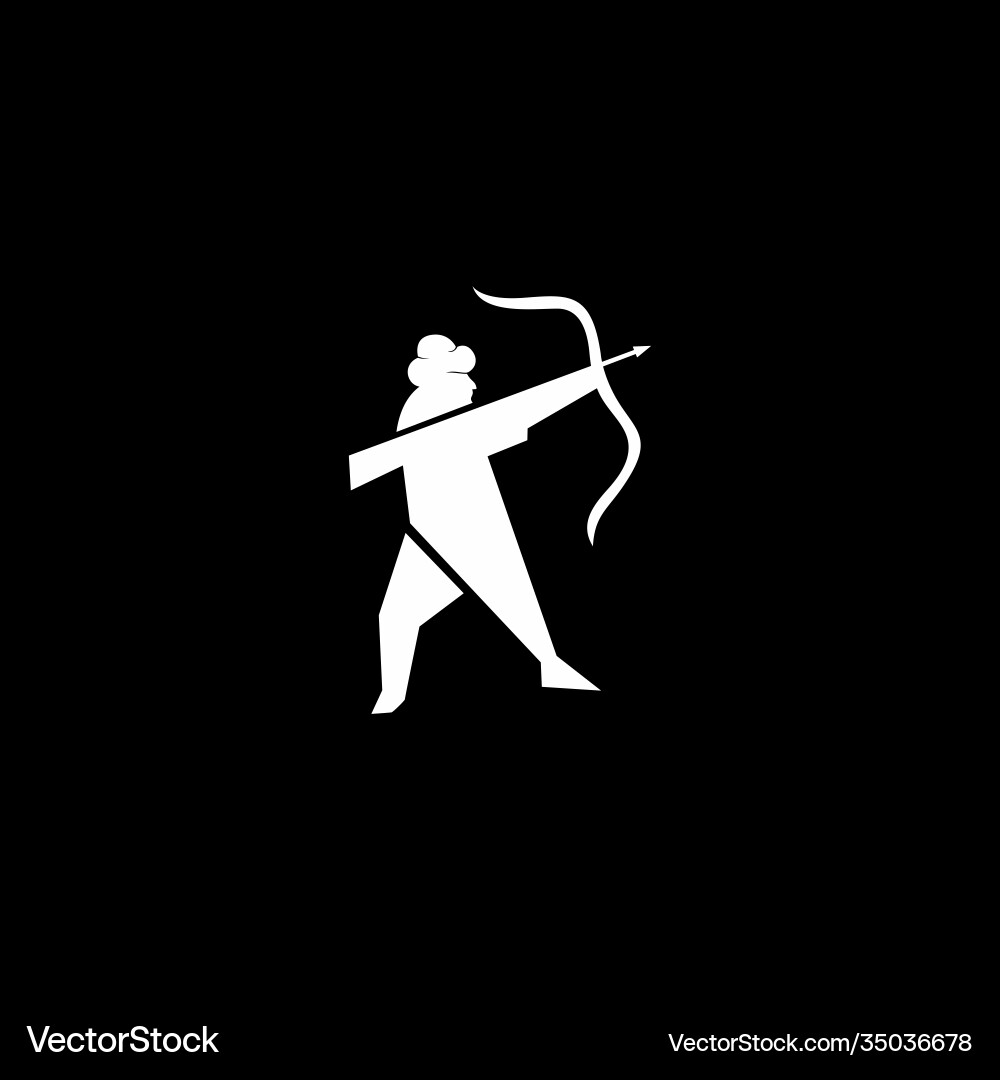 Muslim man archery silhouette logo design Vector Image