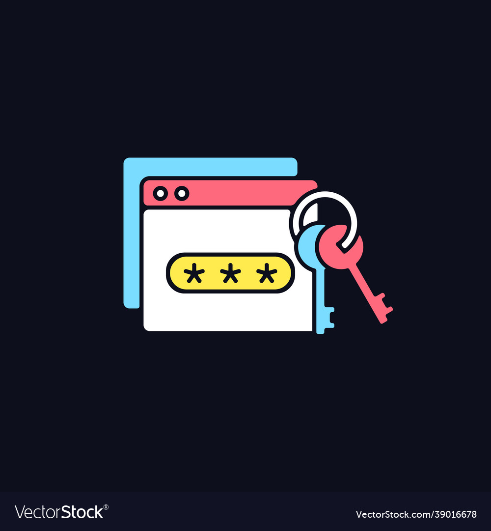 Password management rgb color icon for dark theme Vector Image