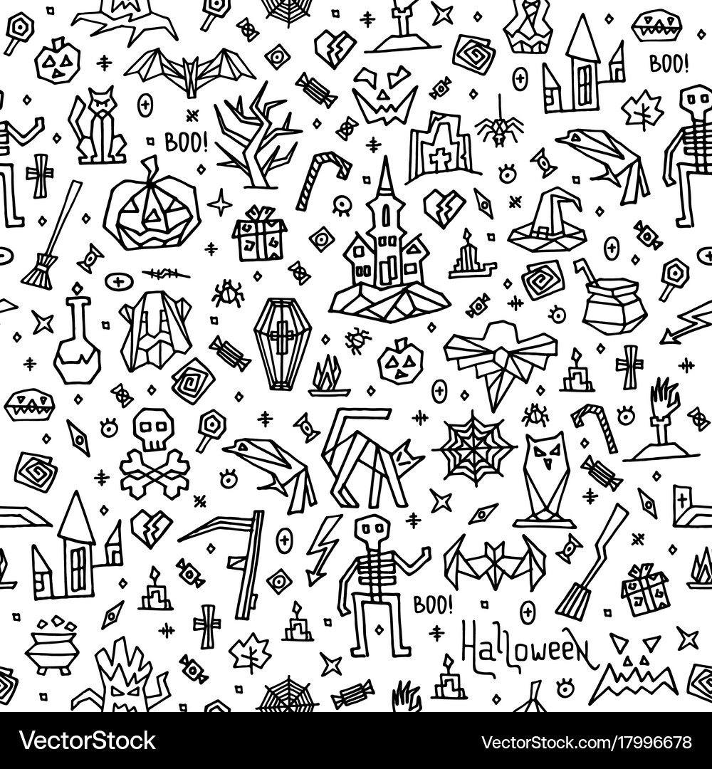 Pattern happy halloween with doodle elements Vector Image