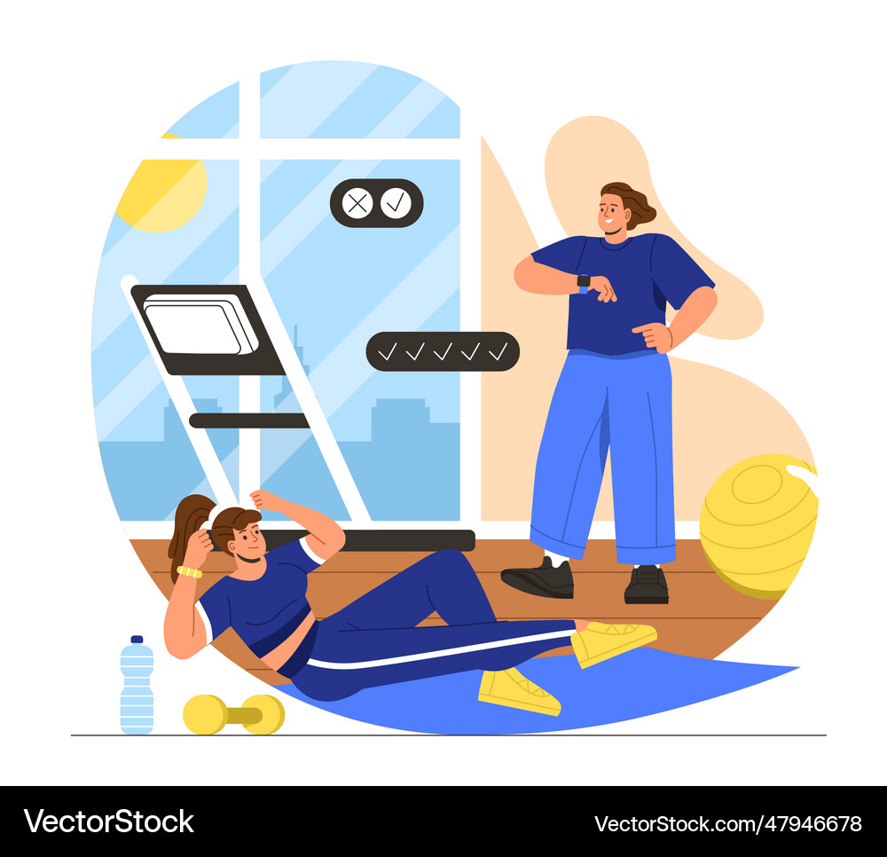 Personal trainer at gym concept Royalty Free Vector Image
