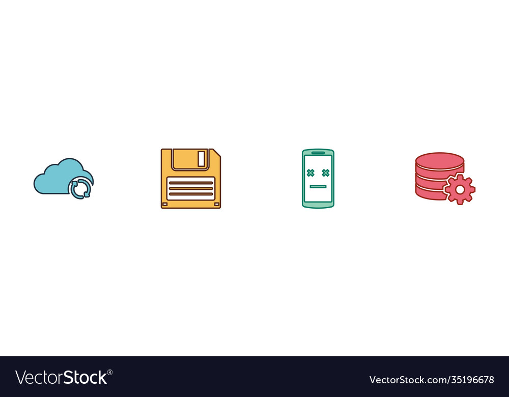 Set cloud sync refresh floppy disk dead mobile Vector Image