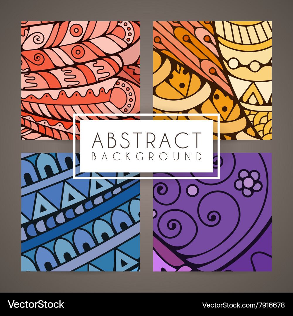 Set of four colorful intricate patterns Royalty Free Vector