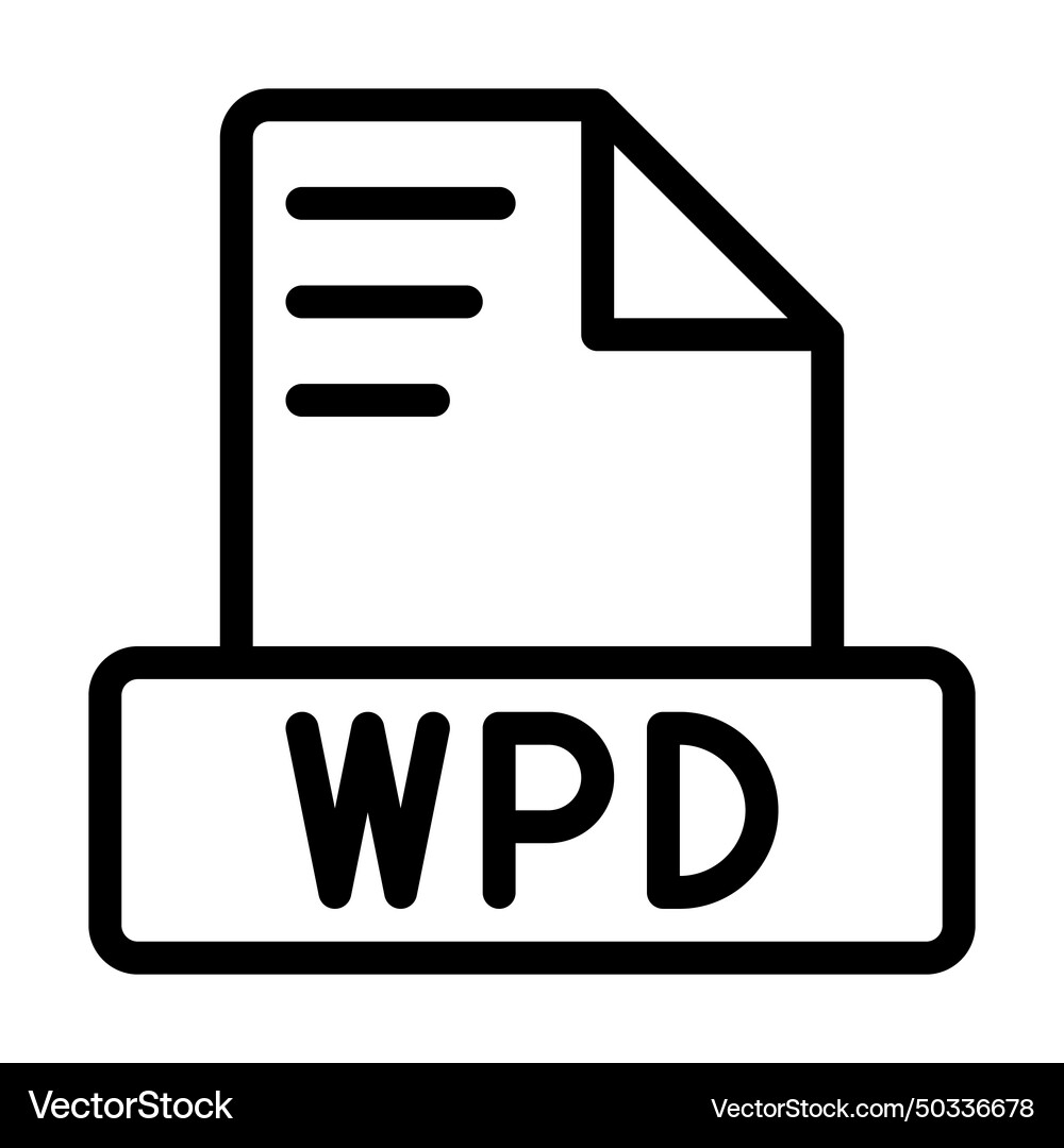 Wpd file icon outline extension icons Royalty Free Vector