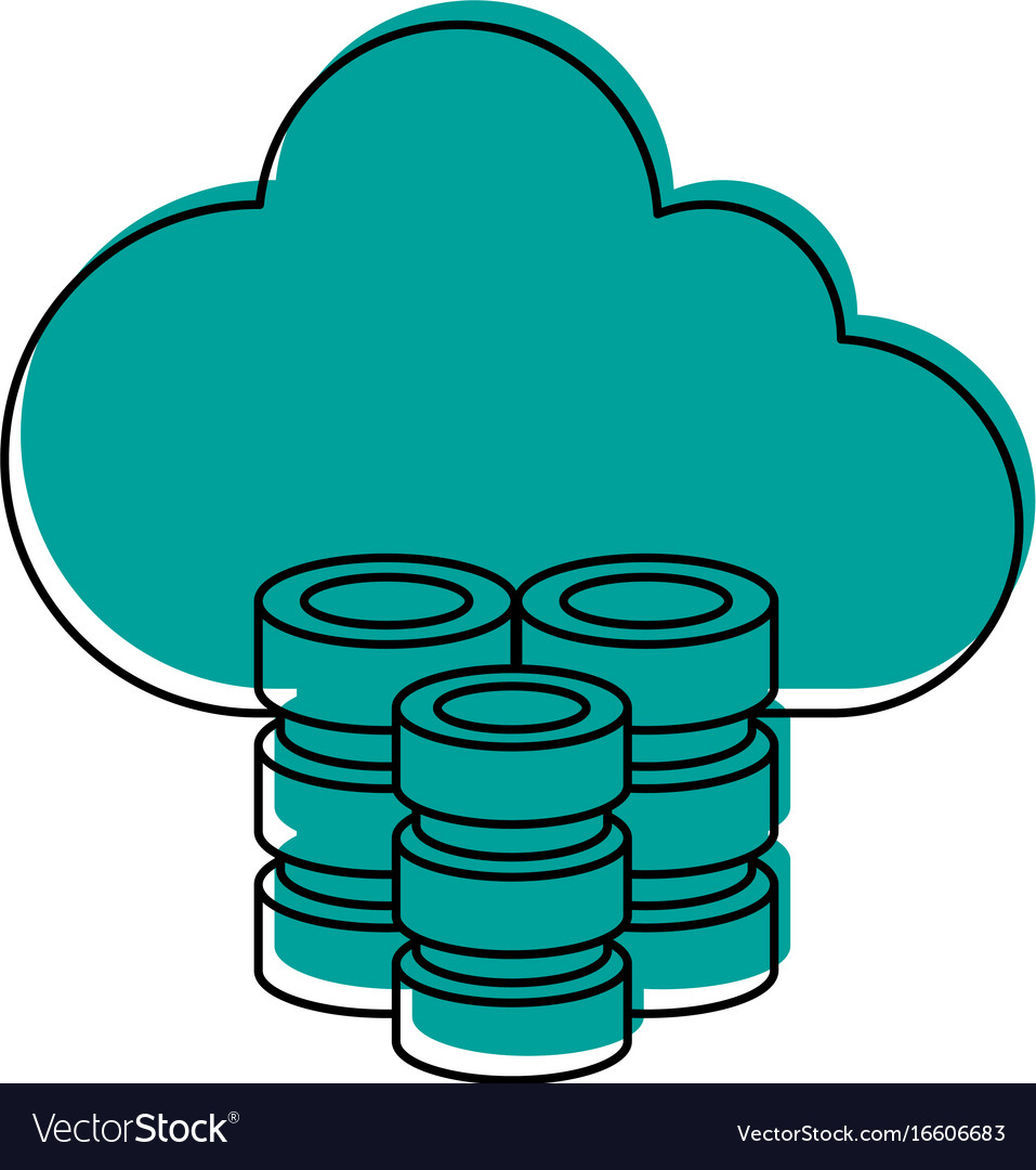 Cloud storage with databases icon image Royalty Free Vector