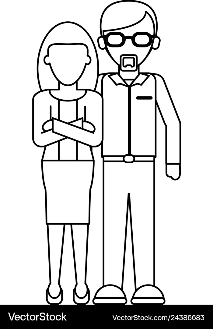 Executive couple cartoon faceless in black Vector Image