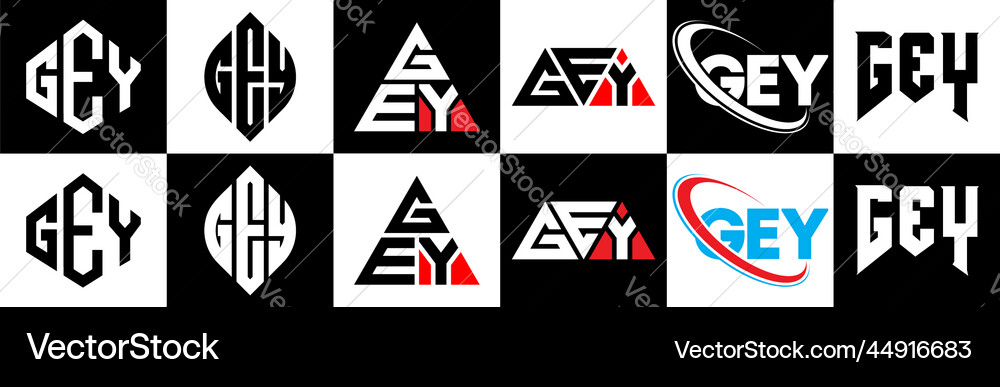 Gey letter logo design in six style polygon Vector Image