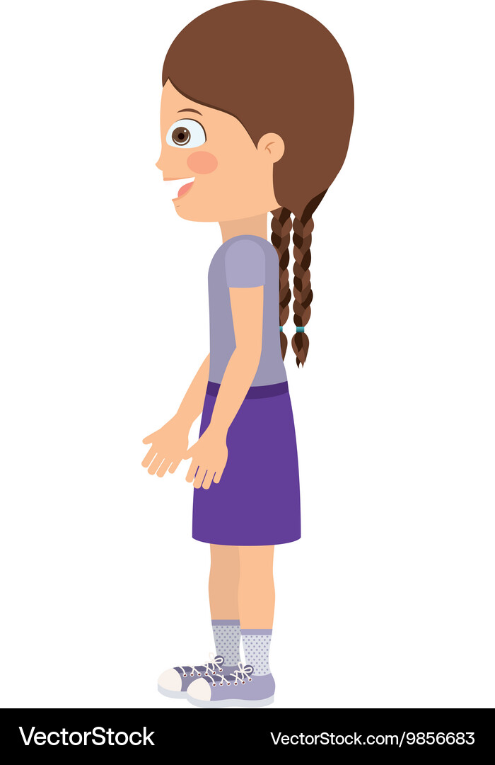 Girl standing looking aside isolated icon design Vector Image
