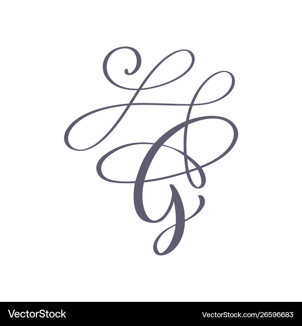 Hand drawn calligraphic floral g monogram Vector Image