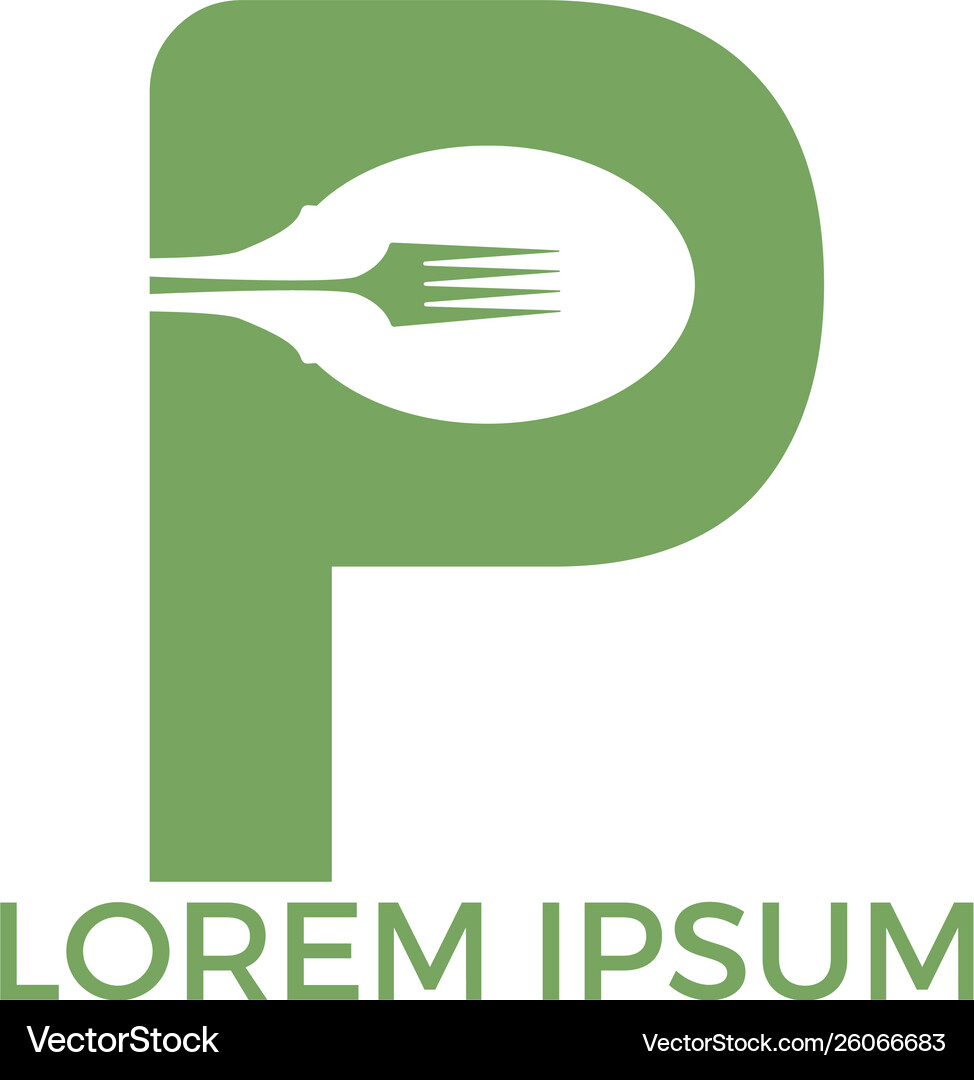 Letter p food logo template Royalty Free Vector Image