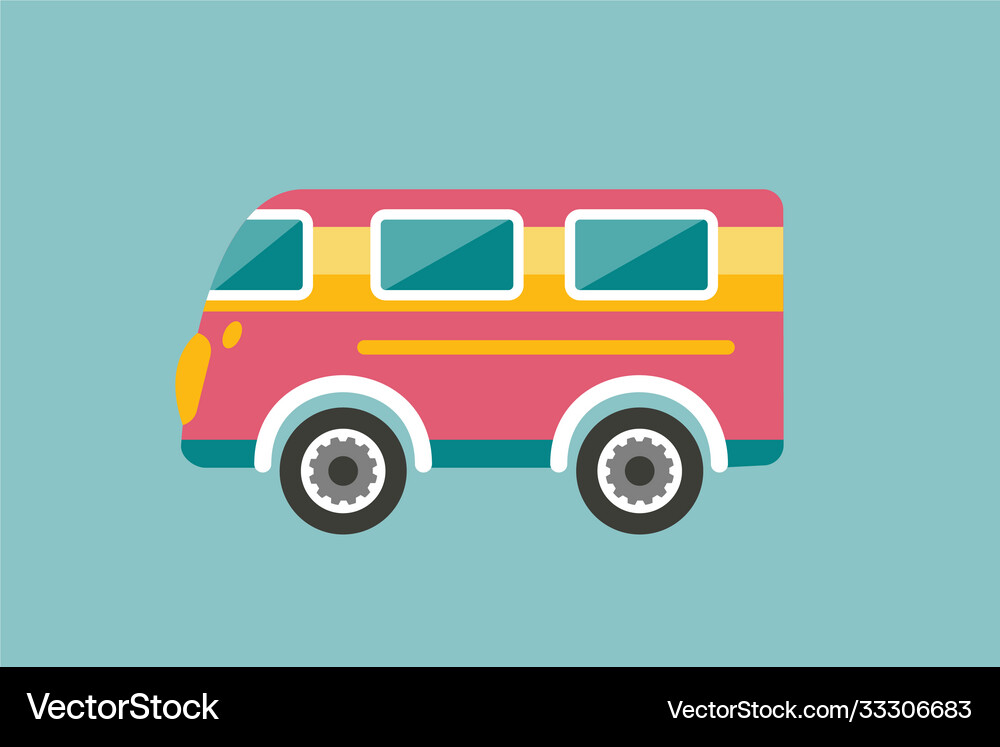 Retro bus holiday van cartoon Royalty Free Vector Image